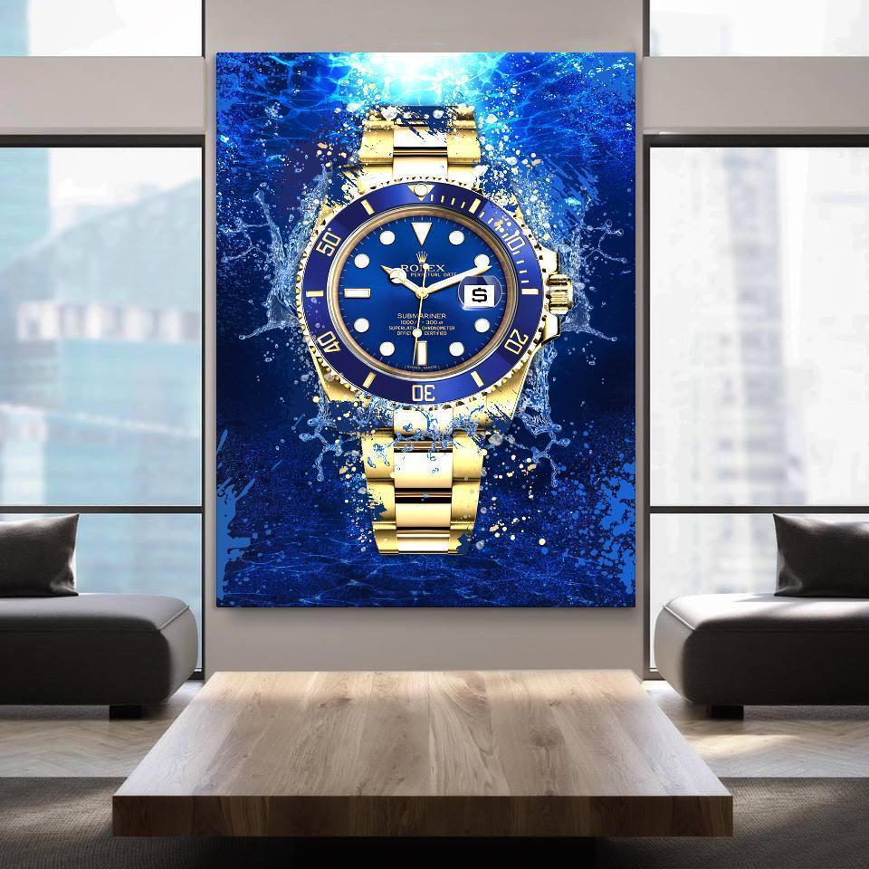 Rolex Art Submariner 18K Gold Watch Poster Canvas Print Watch Art - DEVICI