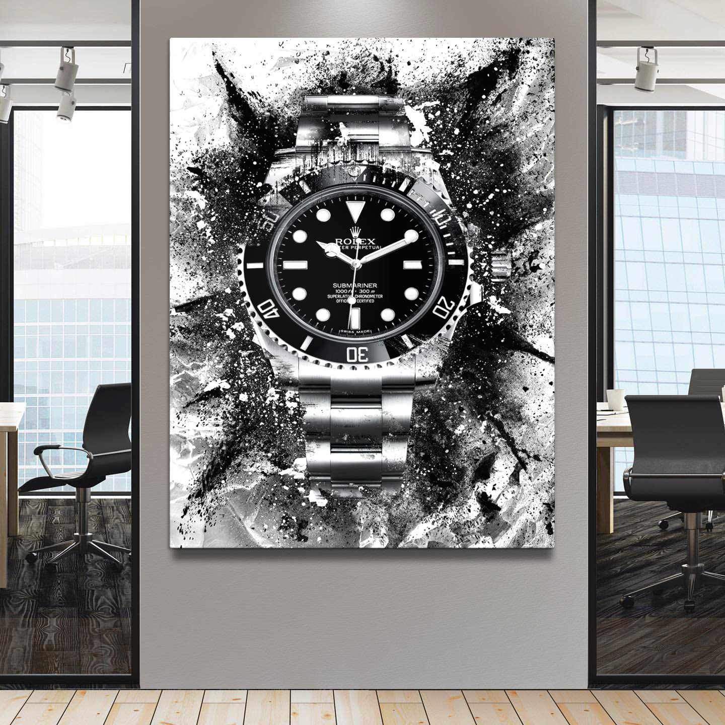 Rolex Art Submariner Black Dial Watch Poster Canvas Print Watch Art ...