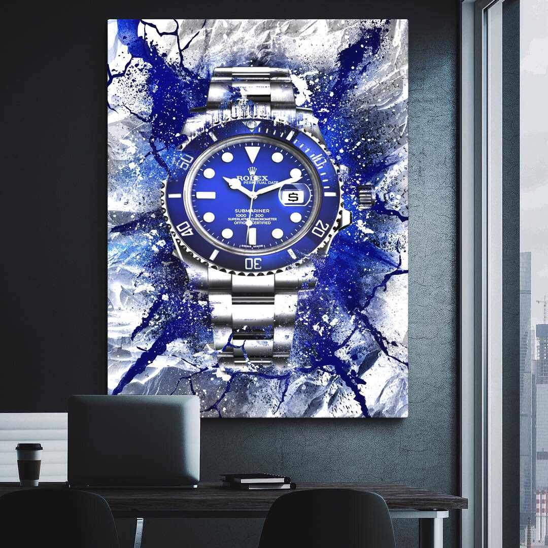 Rolex Art Submariner Blue Dial Watch Poster Canvas Print Watch Art - DEVICI