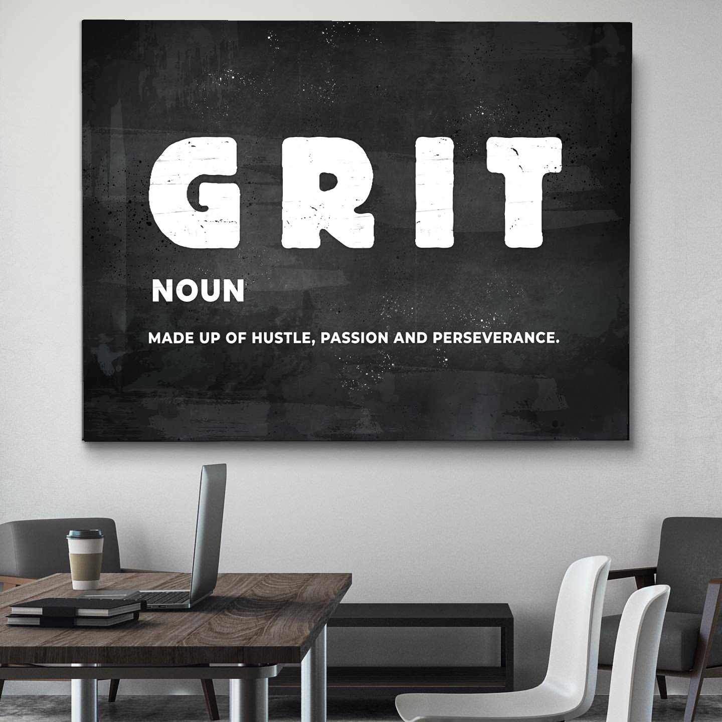 Grit Motivational Poster Canvas Print Inspirational Office Wall Art ...