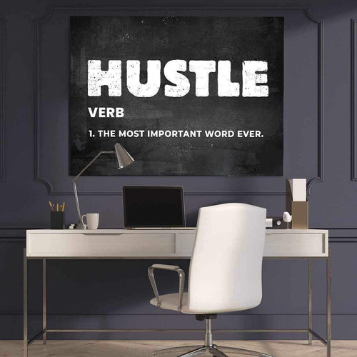 Hustle Motivational Poster Canvas Print Inspirational Office Wall Art