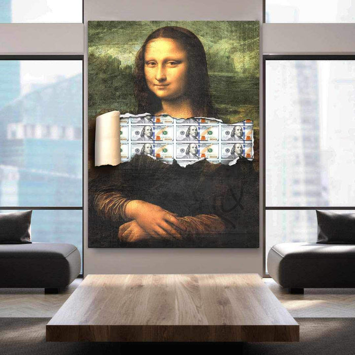 Mona Lisa Money Motivational Poster Canvas Print Modern Wall Art Decor