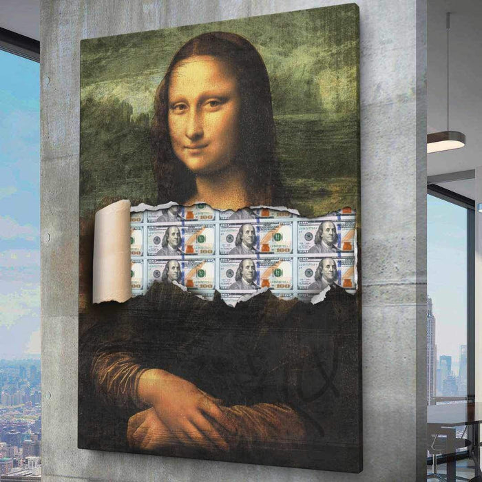 Mona Lisa Money Motivational Poster Canvas Print Modern Wall Art Decor