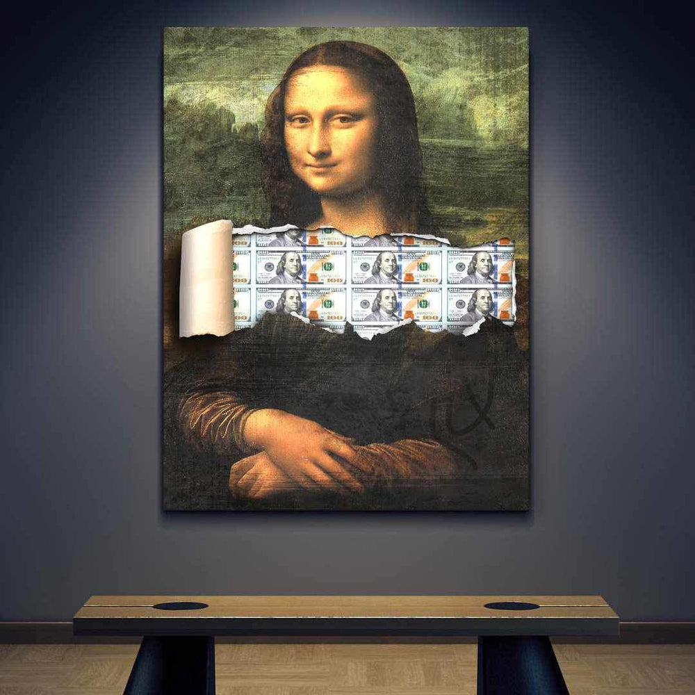 Mona Lisa Money Motivational Poster Canvas Print Modern Wall Art Decor