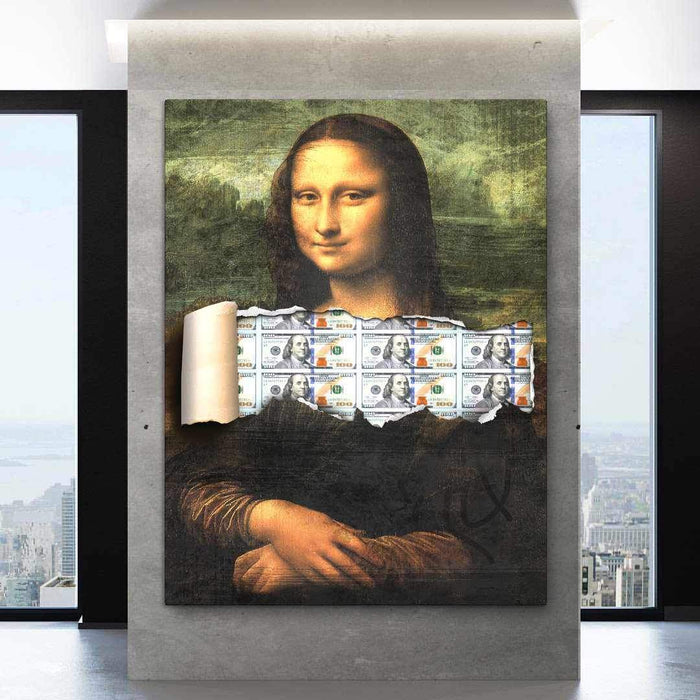Mona Lisa Money Motivational Poster Canvas Print Modern Wall Art Decor
