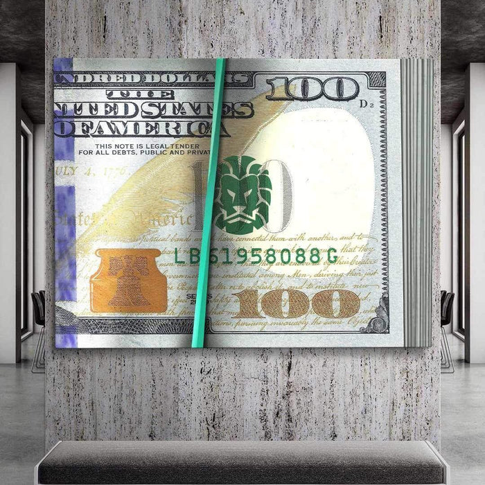 Money Stack Inspirational Modern Wall Art Canvas Poster Print