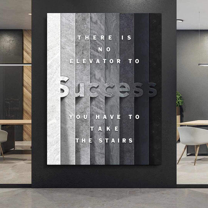 Stairs To Success Motivational Poster Canvas Print Office Wall Art