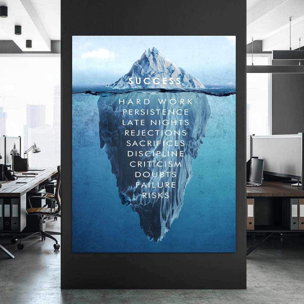Success Iceberg Motivational Poster Canvas Print Office Wall Art Decor ...