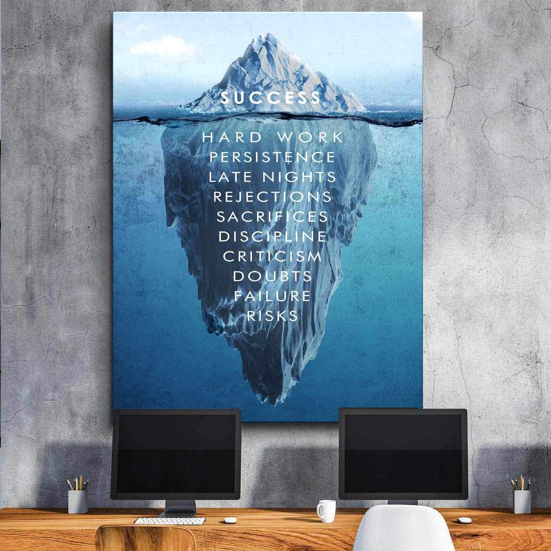 Success Iceberg Motivational Poster Canvas Print Office Wall Art Decor ...