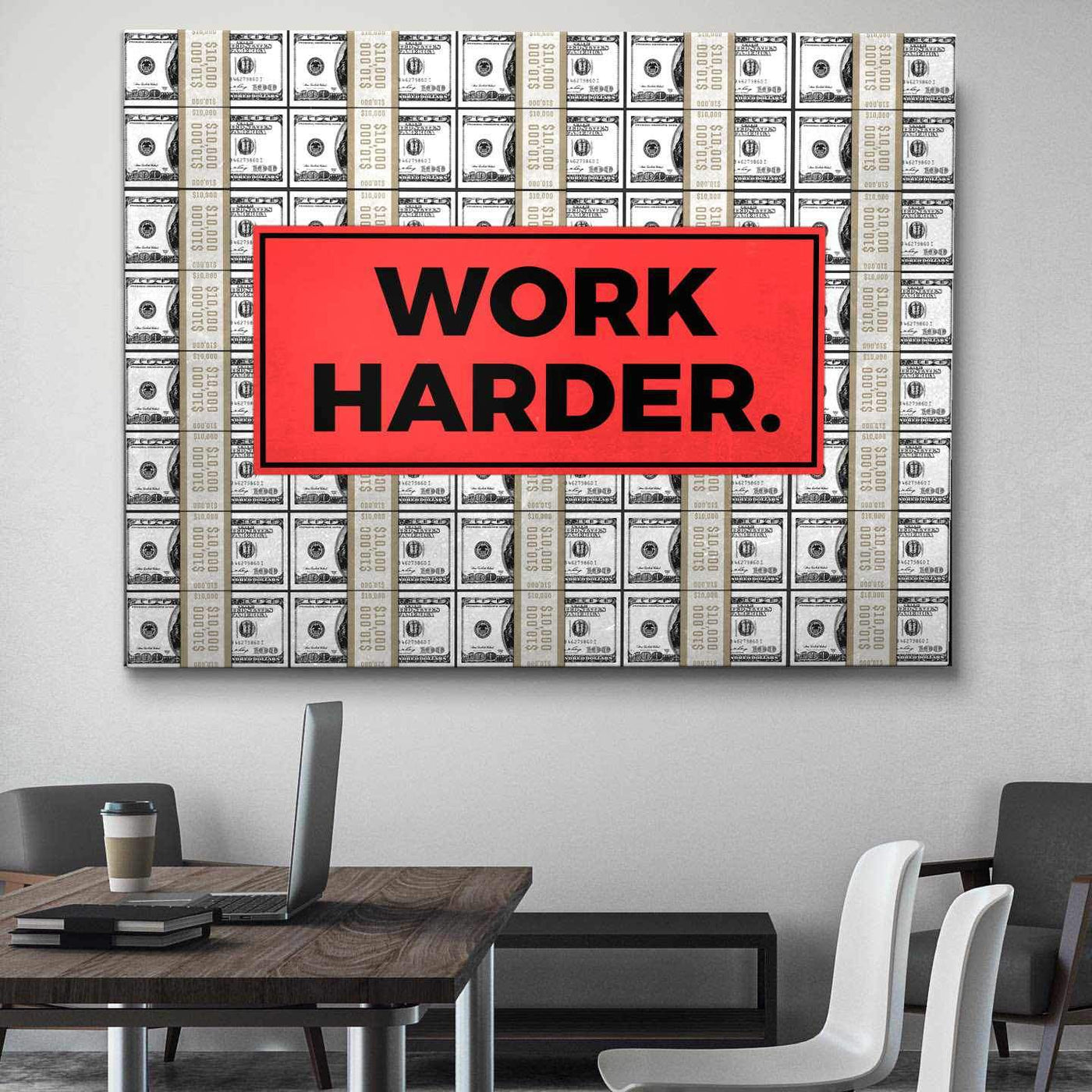 Work Harder Motivational Poster Canvas Print Office Wall Art Decor - DEVICI