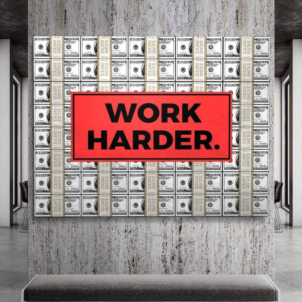 Work Harder Motivational Poster Canvas Print Office Wall Art Decor - DEVICI